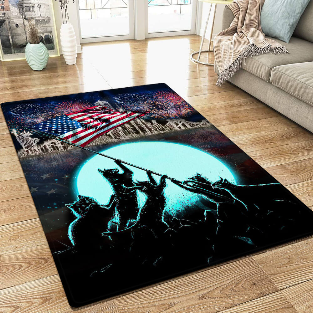 Rectangle Area Rug For Living Room, Bedroom, Cat Rug Celebrate Freedom ...