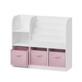 Noble House Polly Kids Bookcase with 3 Fabric Drawers, Low Display ...