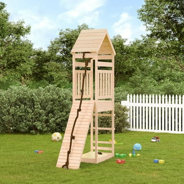 vidaXL Playhouse with Climbing Wall Solid Wood Pine - Walmart.com
