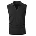 Antinious Men Solid Texture Collar Sleeveless Pullover Beach Vacation ...