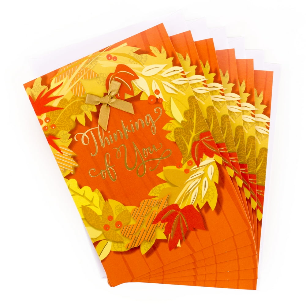 Hallmark Pack of Thanksgiving Cards, Fall Wreath (6 Cards with ...