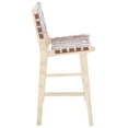 SAFAVIEH Adah Leather Stool, Cognac/Natural, Wood Frame (19.7W x 20.1D x 40.7H) - Walmart.com