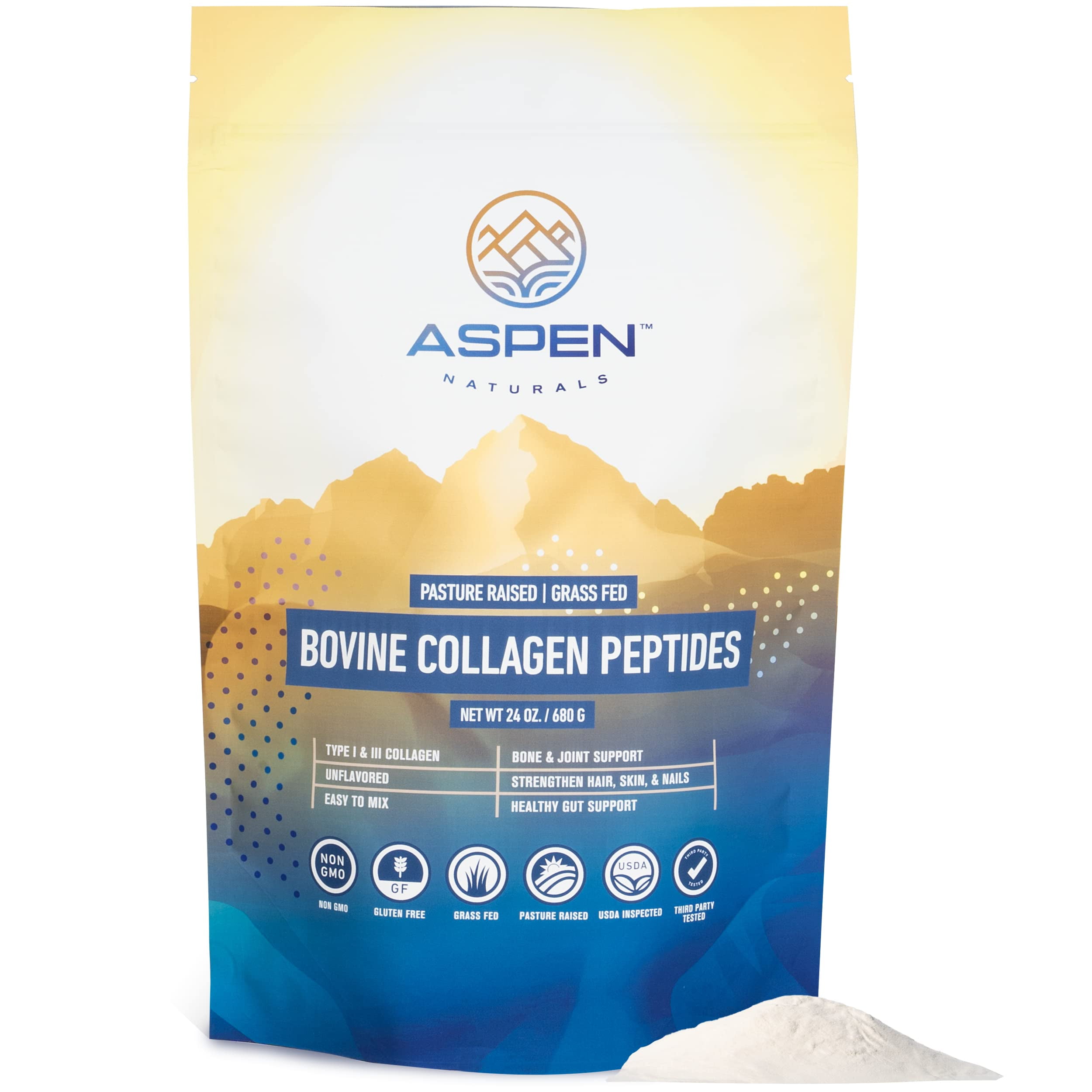 Péptidos de colágeno en polvo Aspen Naturals, 700 ml, tipo I y III ...