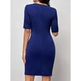 Blue Solid Wrap Hem Dress Spring Summer Elegant Party Wedding Formal ...