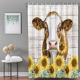 Bathroom Shower Curtain Farmhouse Animal Cow with Sunflower Waterproof ...