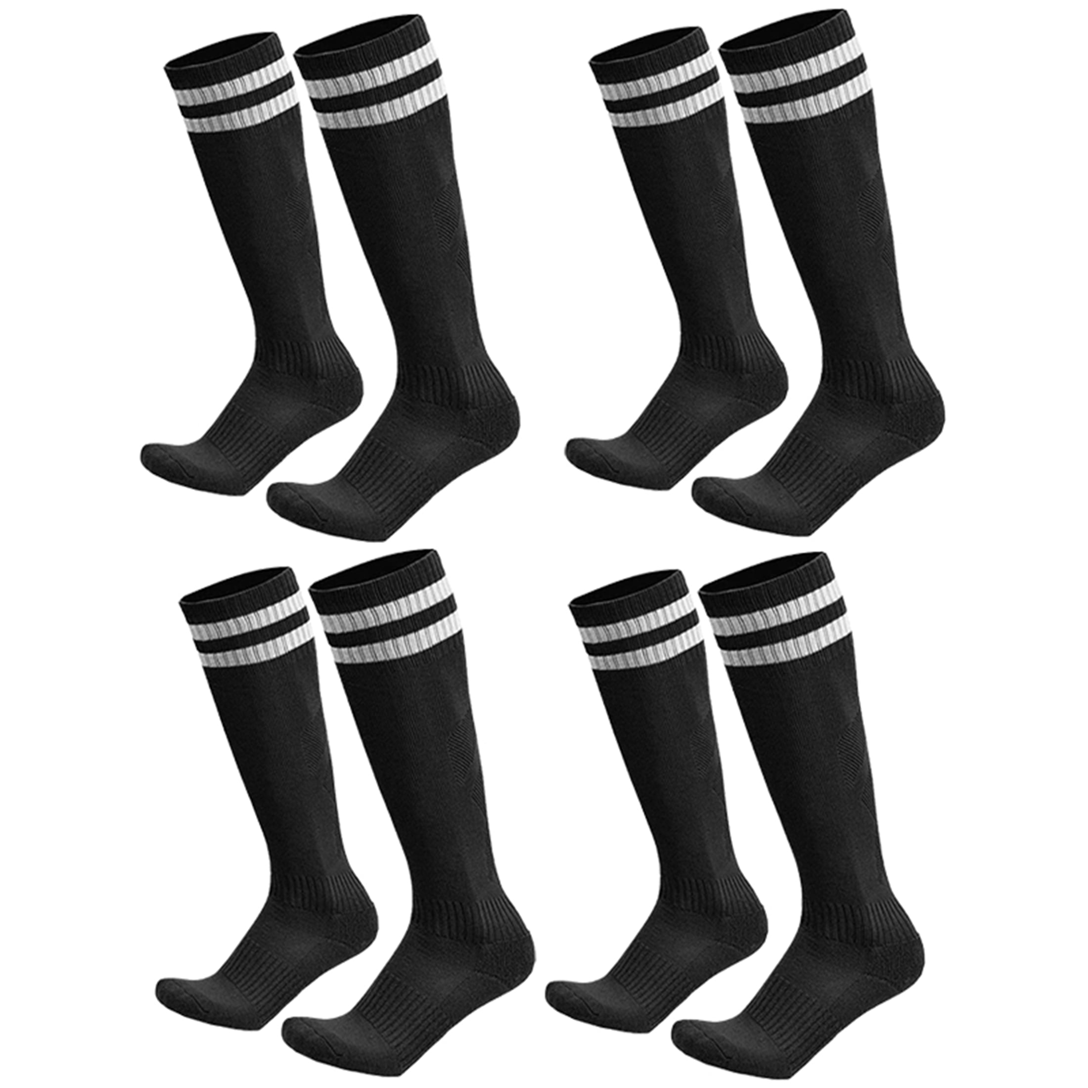 Kids Youth Soccer Socks 4 Pairs, Elbourn Solid Striped Knee High Tube ...