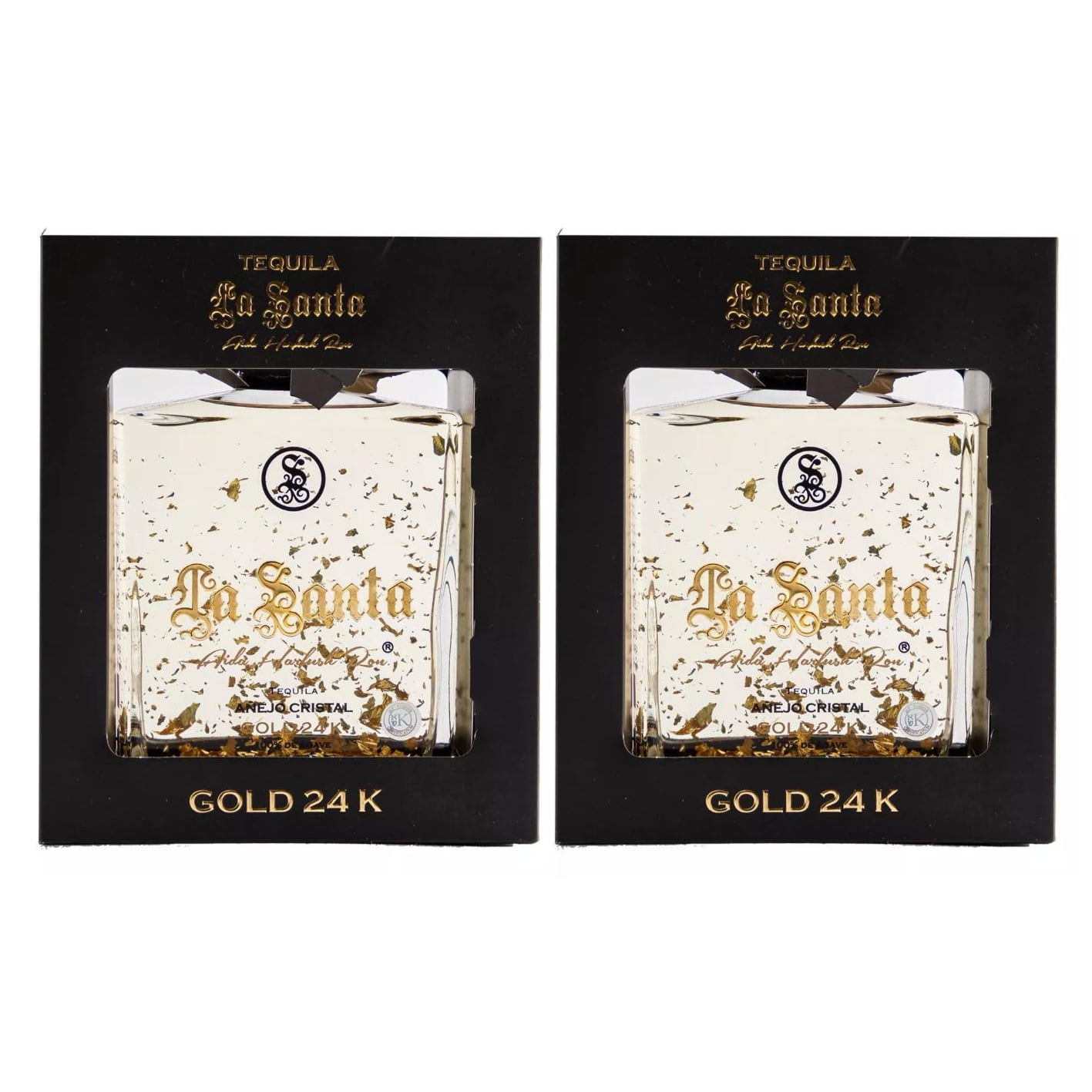 Duo Pack Tequila La Santa Añejo Cristalino Gold 24k 750 Ml La Santa ...