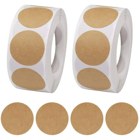 YDJKET Round Self Adhesive Labels, 2 Volumes 2.5cm/1inch Kraft Self ...