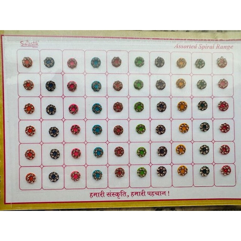 Indian Bindi 30-Piece Multicolor Round Bindi Pack - Assorted Velvet ...