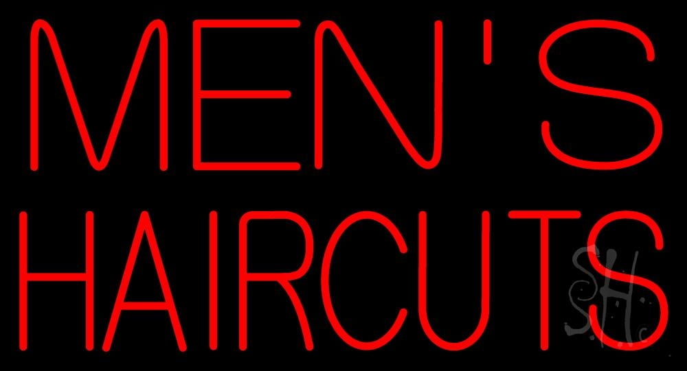 Mens Hair Cut LED Neon Sign 13 x 24 - inches, Black Square Cut Acrylic ...