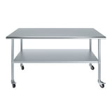 AmGood 72" Long x 30" Deep Stanless Steel Work Table with Casters ...