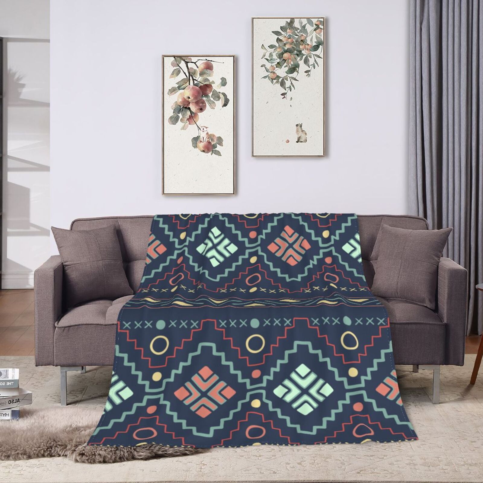 ZNDUO Aztec Ethnic Tribal Pattern Throw Blanket, Lightweight Cozy Soft ...