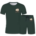 CONZONE Mens 2 Peice Track Suits Graphic Short Sleeve Workout Tshirt ...