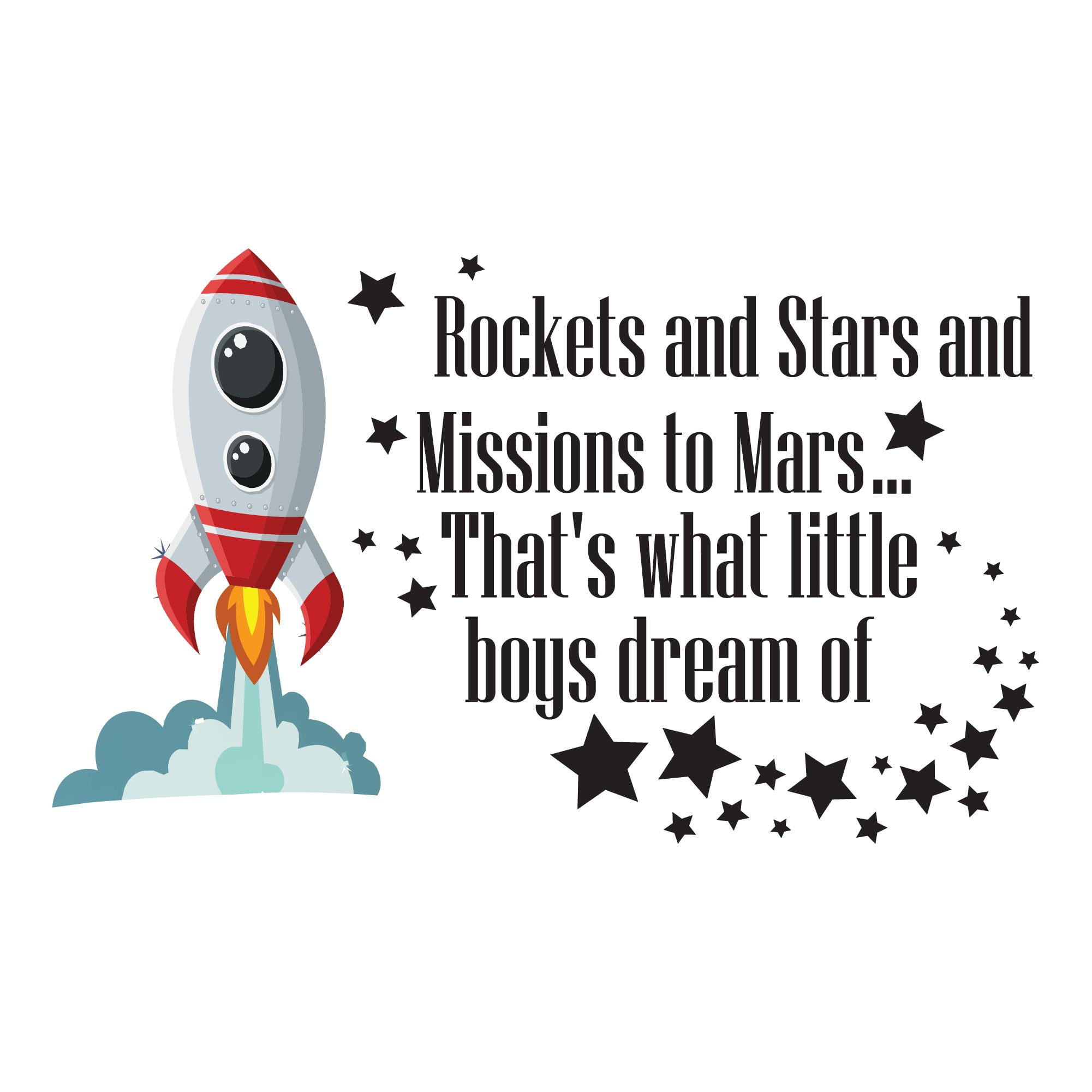 Boy's Dream Mission to Mars Quote letteringWall Decal Decoration ...
