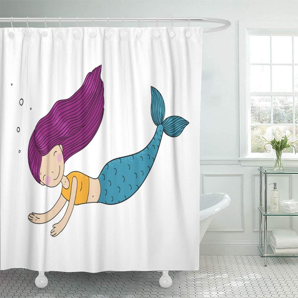 PKNMT Cartoon Beautiful Little Mermaid Siren Mythology Sea on White ...