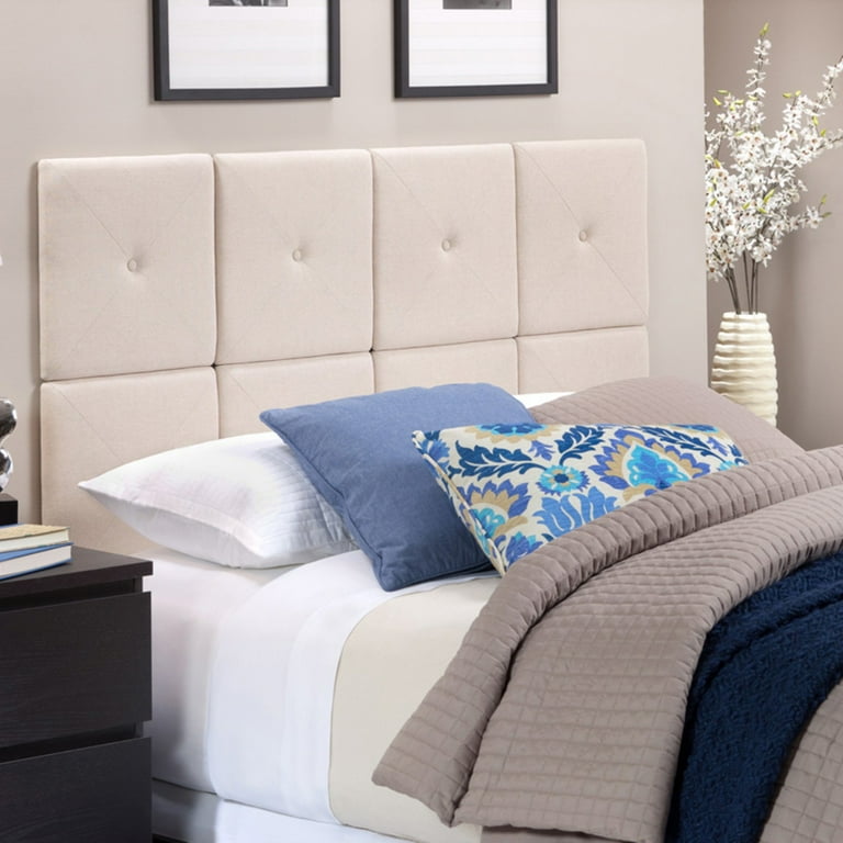 Tessa Natural Linen Headboard Tiles with X Seam and Tuft King Size Walmart