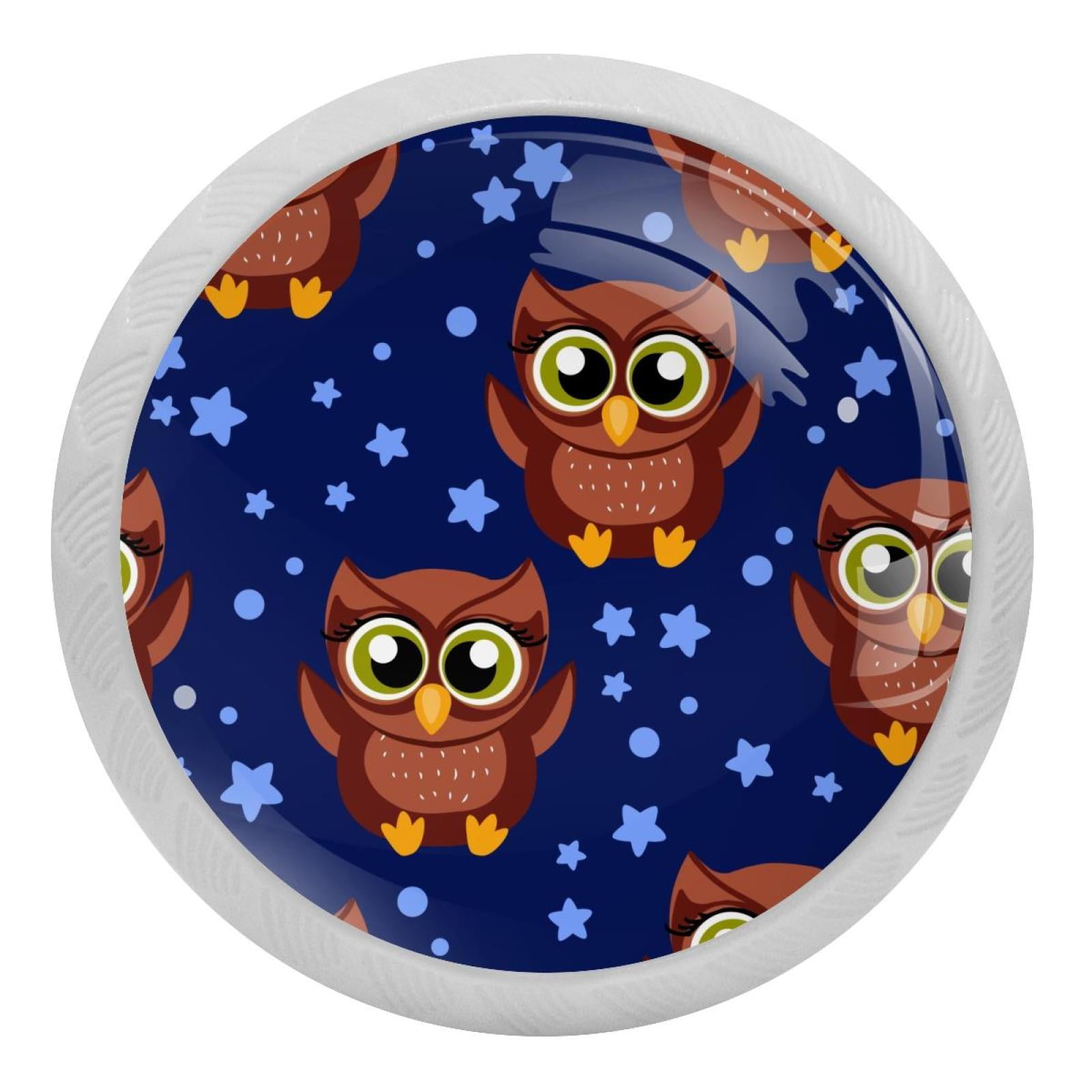 4PCS Round Owl Cabinet Fluorescence Knob Glowing in the Dark Furniture ...