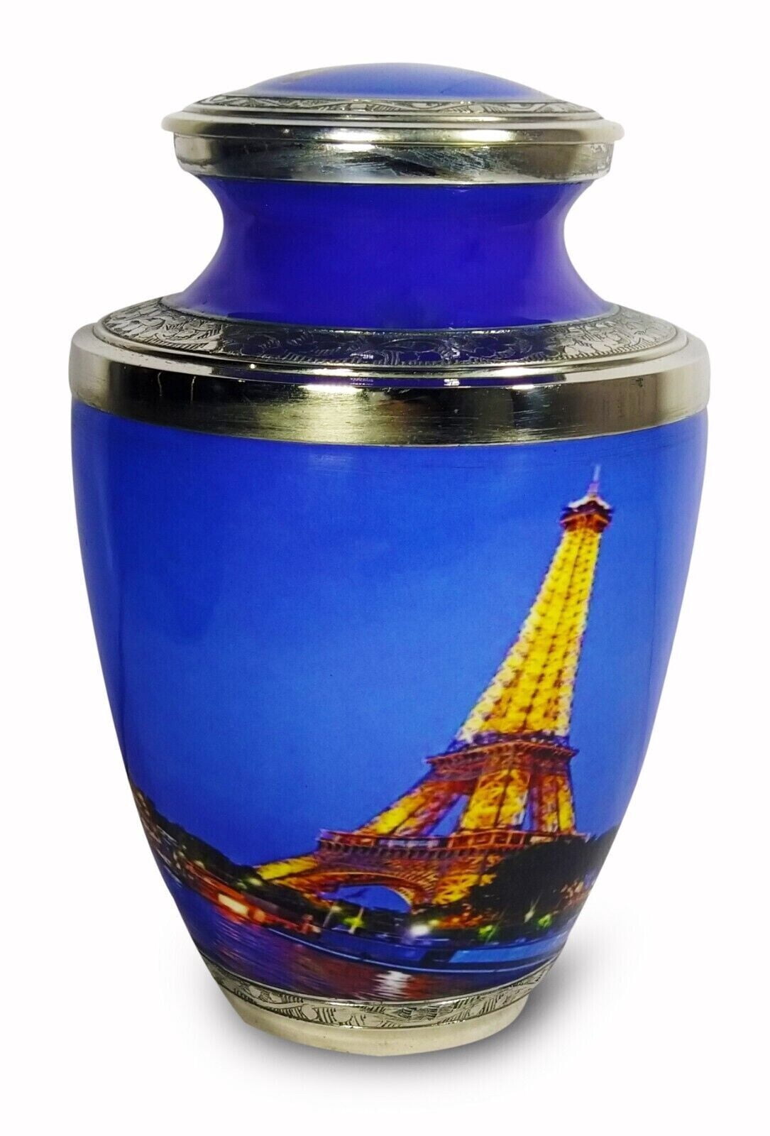 Urn Cremation Eiffel Tower Paris Engraved Aluminium Funeral Burial Jar ...