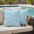 Daisy Pillow Covers 2 Pack Floral Blue Background Blue Gradient White ...