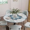 Abstract Boho Round Fitted Table Cover Vintage Blue White Botanical ...
