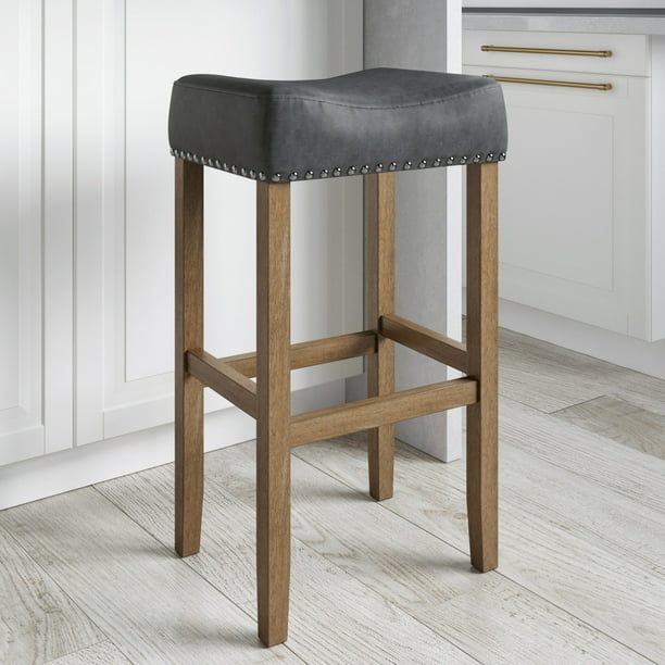 Nathan James Hylie Nailhead Wood Pub-Height Counter Bar Stool 29" Dark ...
