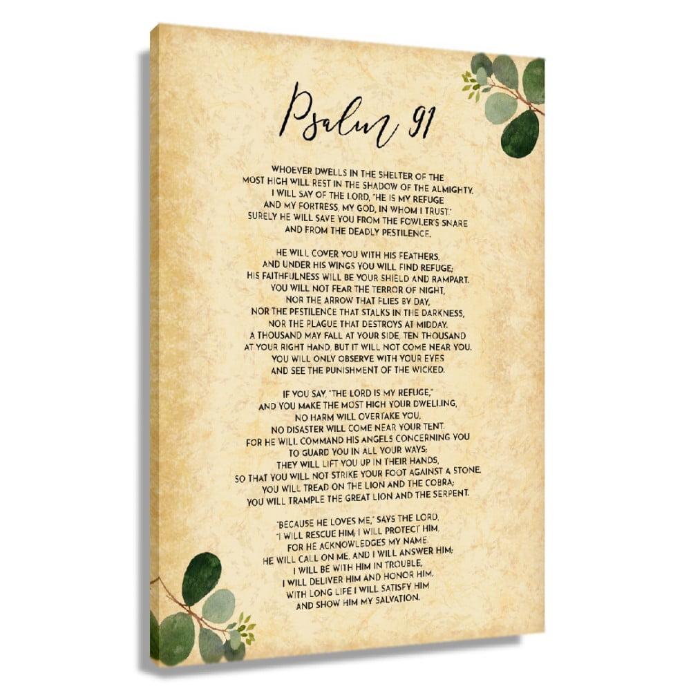 Psalm 91 Bible Verse Wall Art Vintage Scripture Posters For Living Room ...
