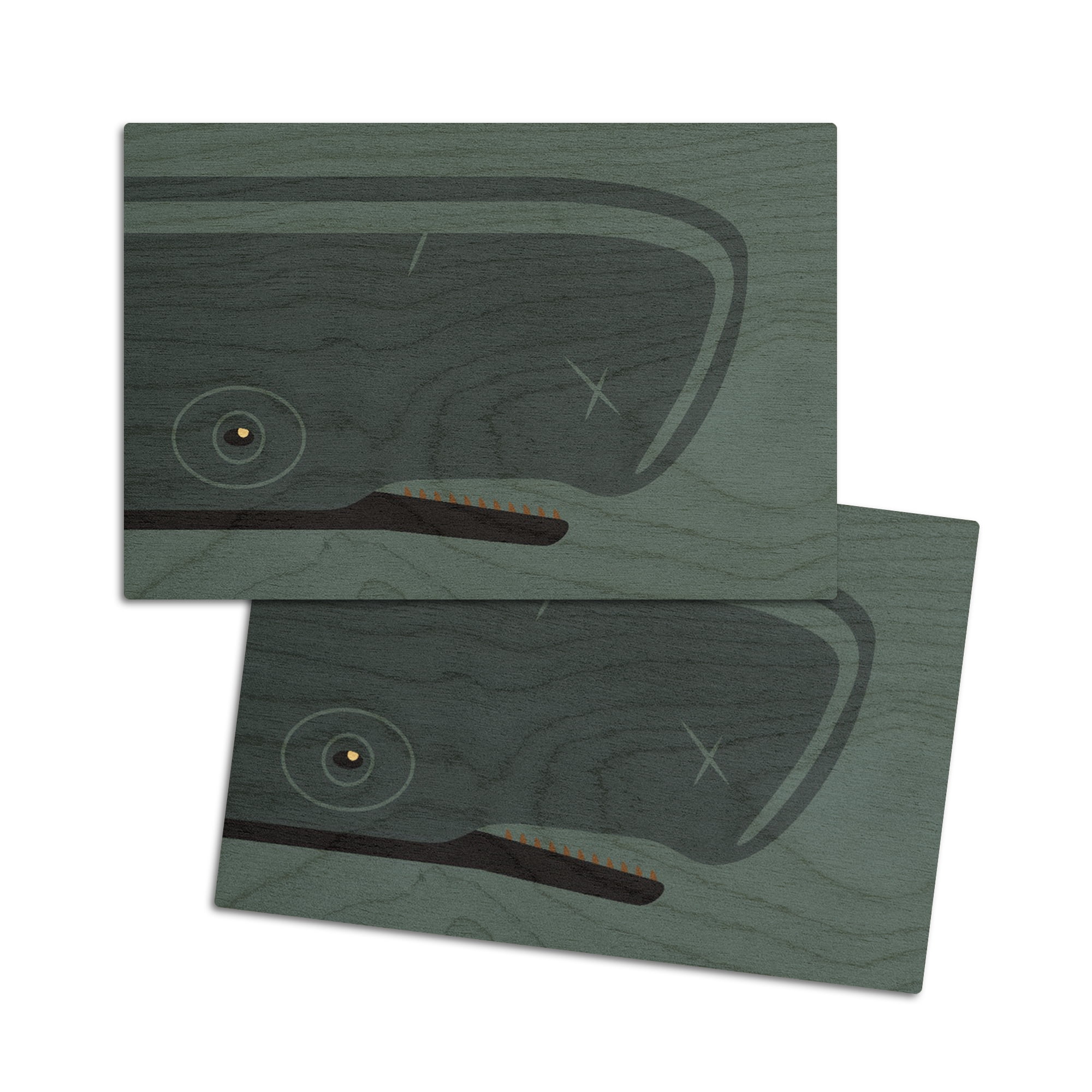 Moby the Whale, Geometric, Contour (4x6 Birch Wood Postcards, 2-Pack ...