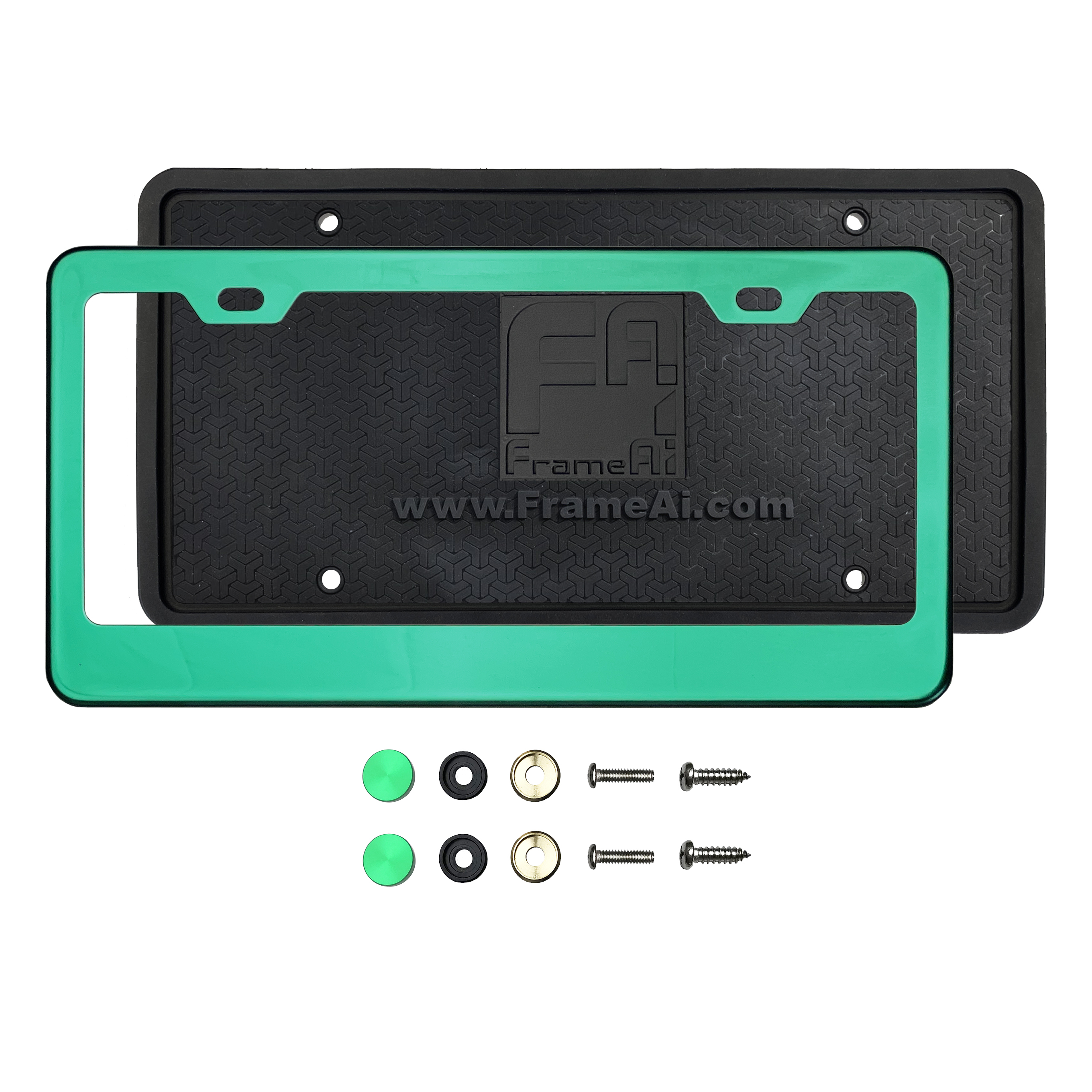 KA Depot Silicone Back Guard License Plate Holder Green Chrome Mirror ...