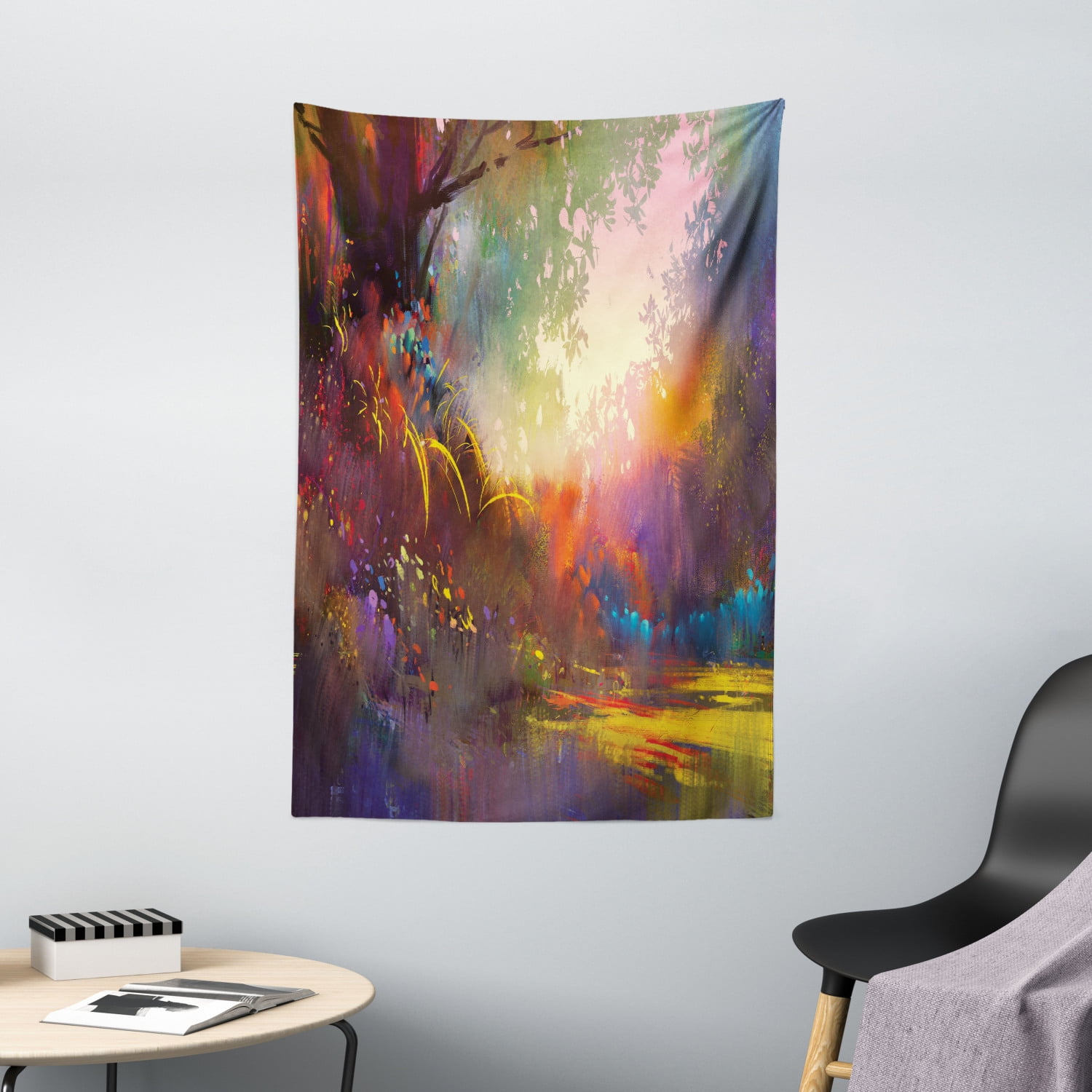 Fantasy Tapestry, Magical Lake with Brush Effects Surreal Nature Elf ...