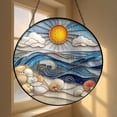 Beach Shell Scene Decorative Window Hanging – Stained Glass Style ...