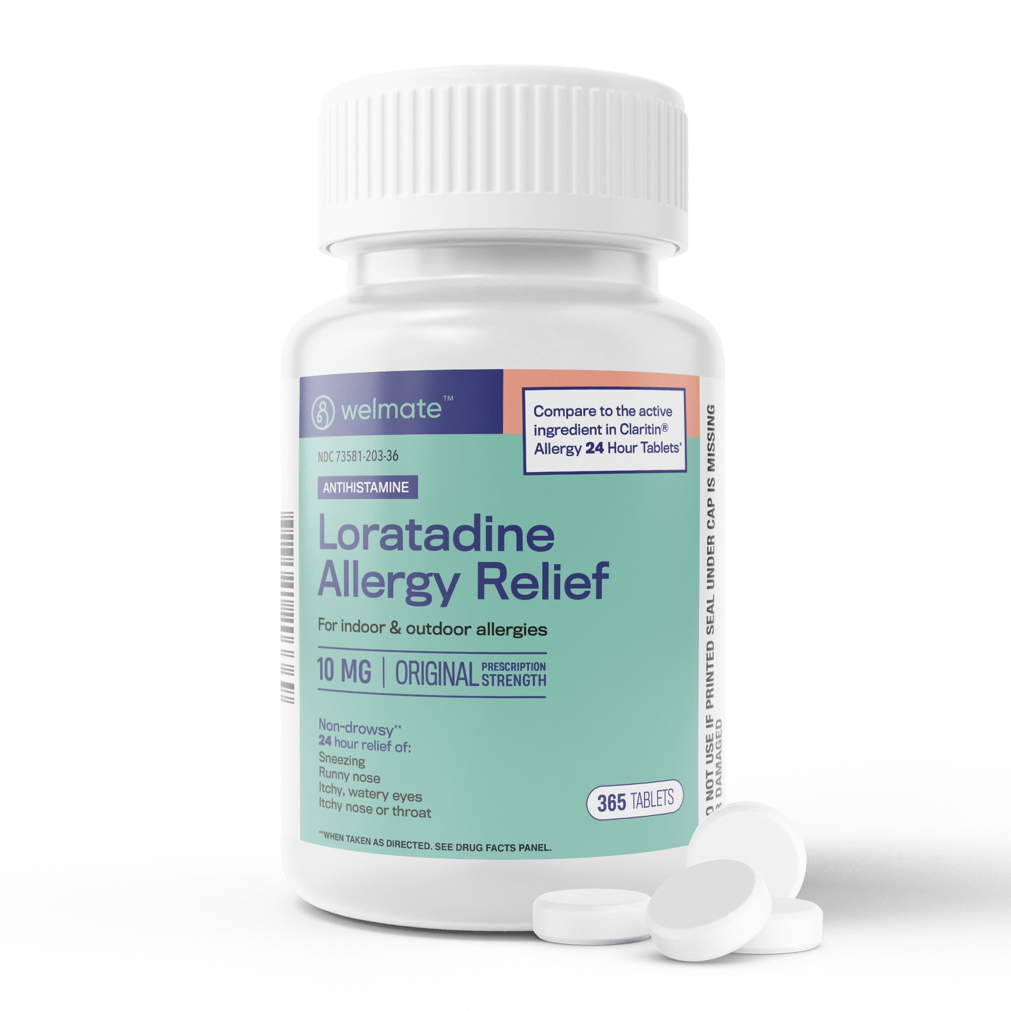Welmate Antihistamine Allergy Relief Loratadine 10mg 24 Hour Relief 365 Count Tablets