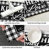 Buffalo Plaid Check Kitchen Rug Mat Set of 2 Black and White Farmhouse ...