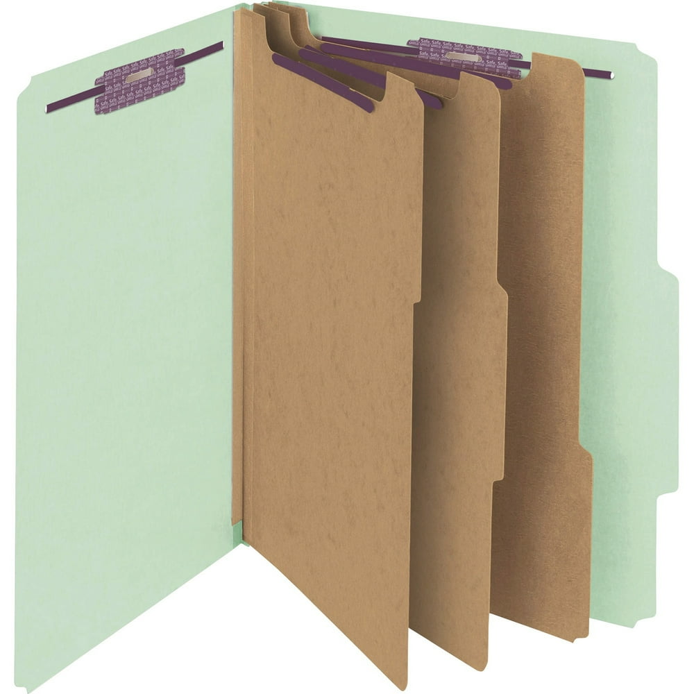 Smead SafeSHIELD 3-Divider Classification Folders, Gray, Green, 10 ...