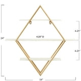 Creative Co-Op Wood and Gold Diamond Wall Shelf - Walmart.com