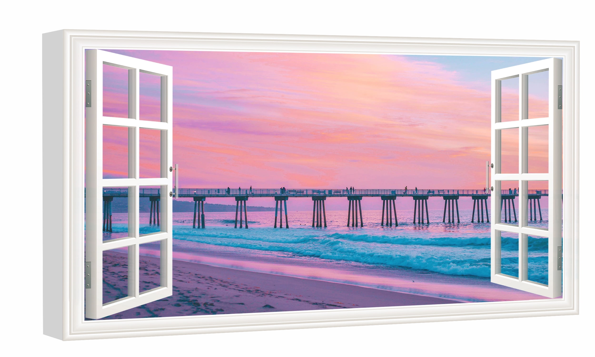 Window View of Hermosa Beach Canvs Art Fake Open Window Wall Art ...