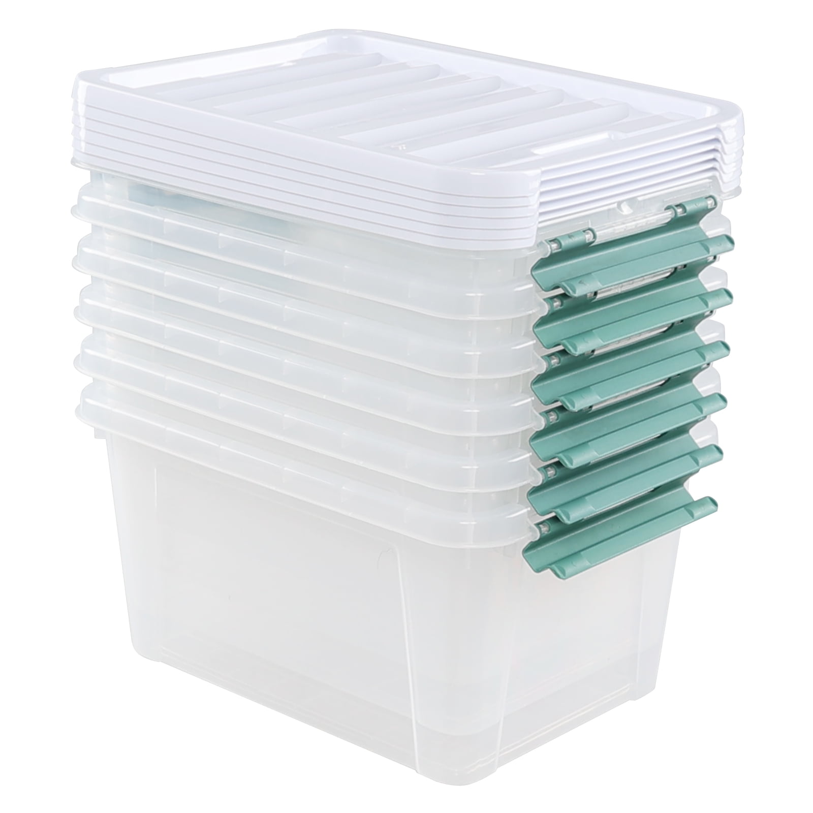 Yuright 20 Quart Plastic Storage Latch Box, 6 Packs Clear Lidded ...