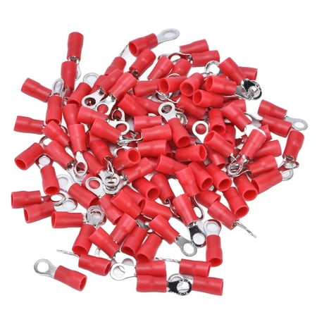100Pcs Pre Insulated Crimp Terminals Copper PVC Ring Type Wire ...