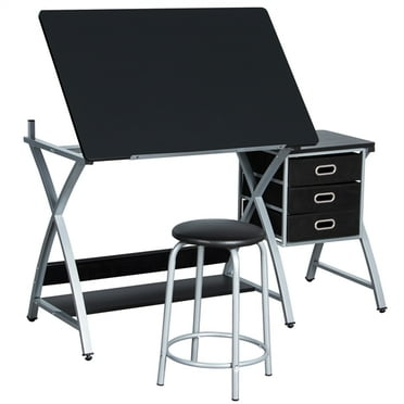 Studio Designs Zenith Adjustable Wood Top Drafting Table in Black ...