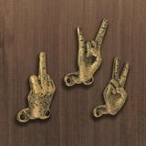 Zeckos Gold Cast Iron Hand Gesture Decorative Wall Hooks Set of 3 ...