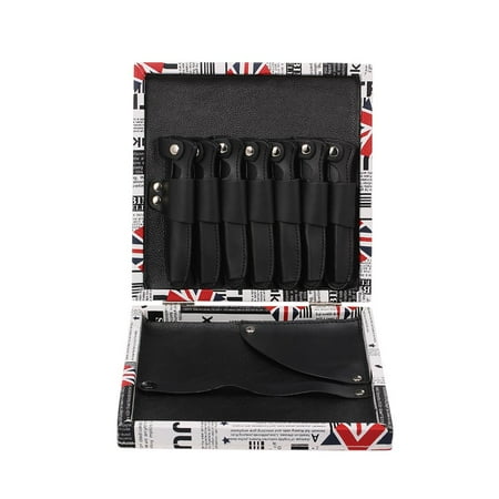 7pcs Hair Scissors Case Shears Holder PU Leather Professional ...