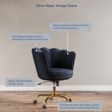 BELLEZE Kaylee Office Chair Upholstered Velvet Seashell Swivel Desk ...