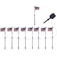 8 Connected in 1 Solar American Flag Pathway Stake Lights with 8 Modes ...