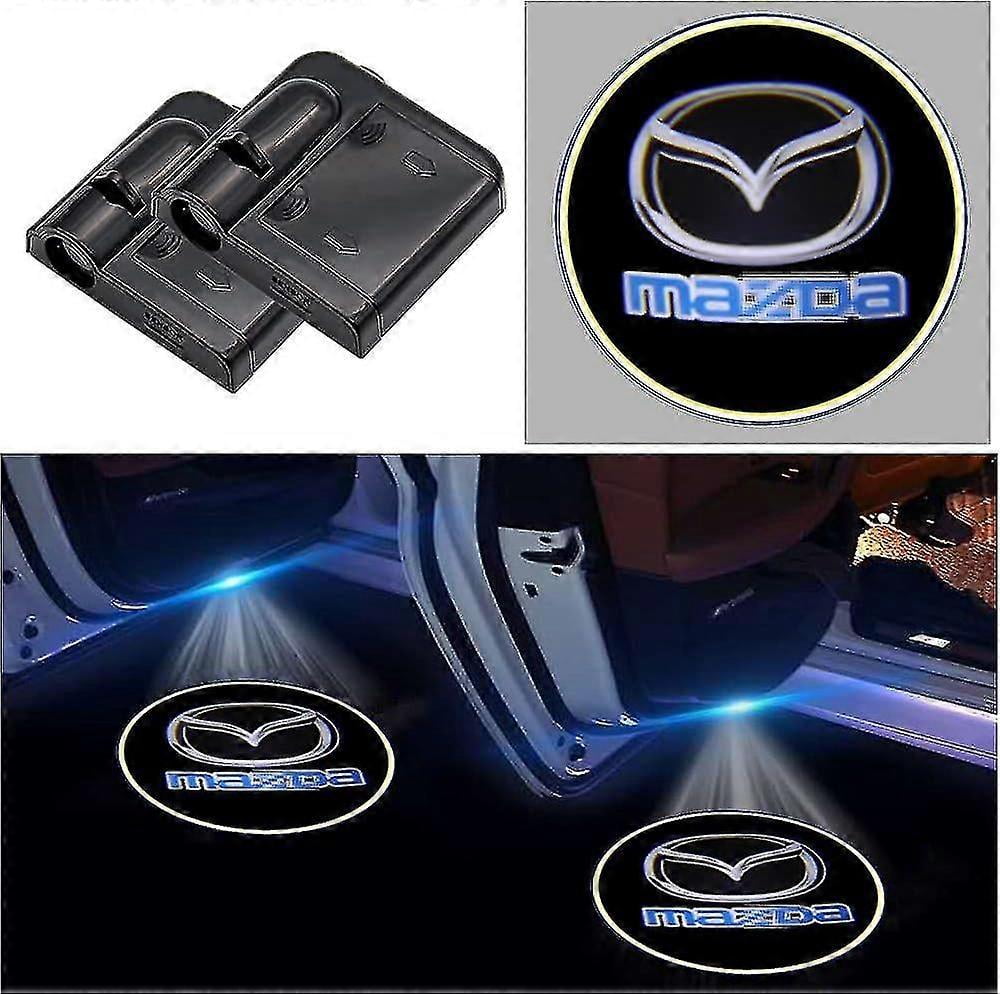 2pcs For Mazda Wireless Car Door Logo Light Led Hd Welcome Courtesy ...
