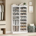 9-Tier Tall Shoe Rack, Wooden Shoe Storage Organizer, Narrow Shoe ...