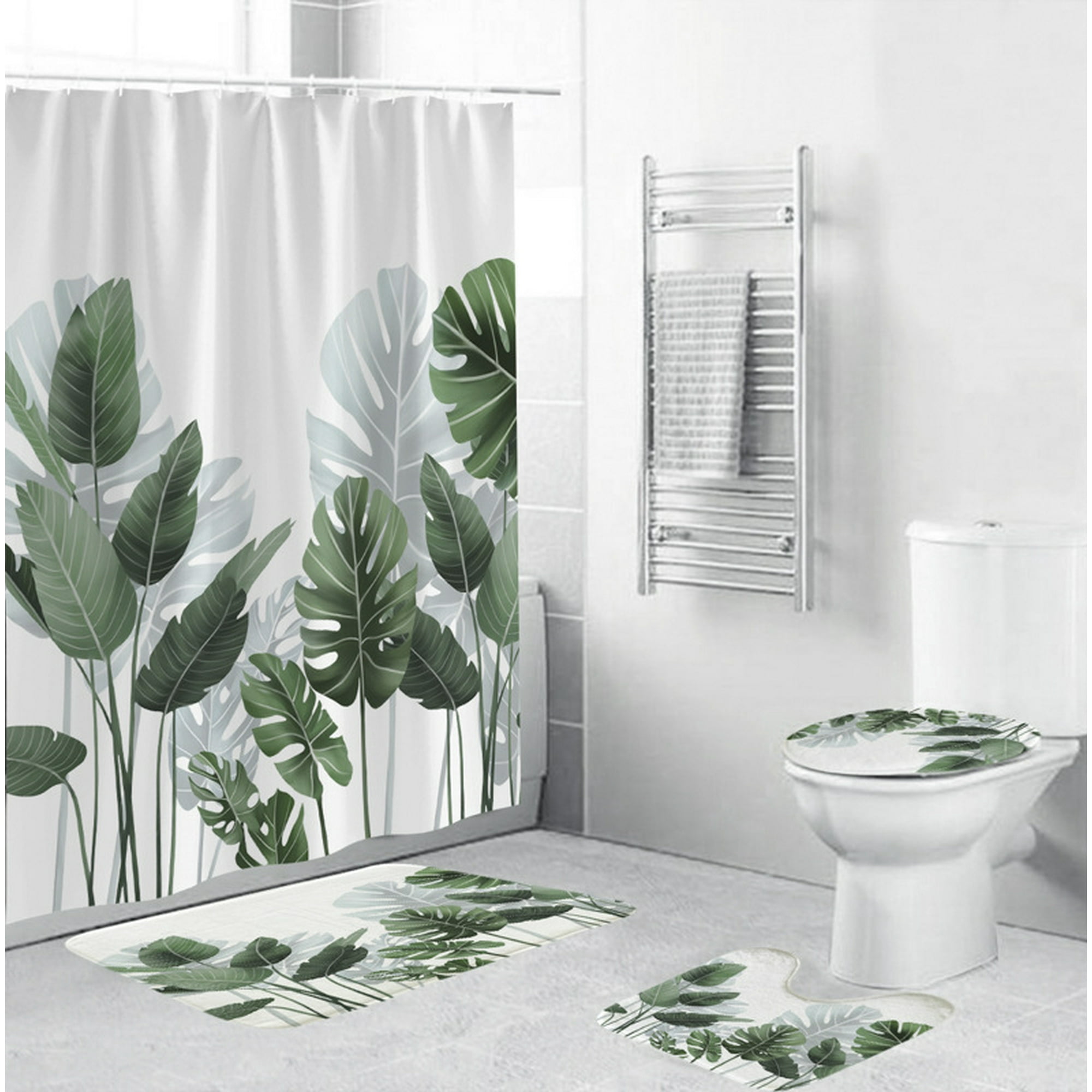 Click here for Jinsinto Green Leaf Shower Curtain Set With Non Sl... prices