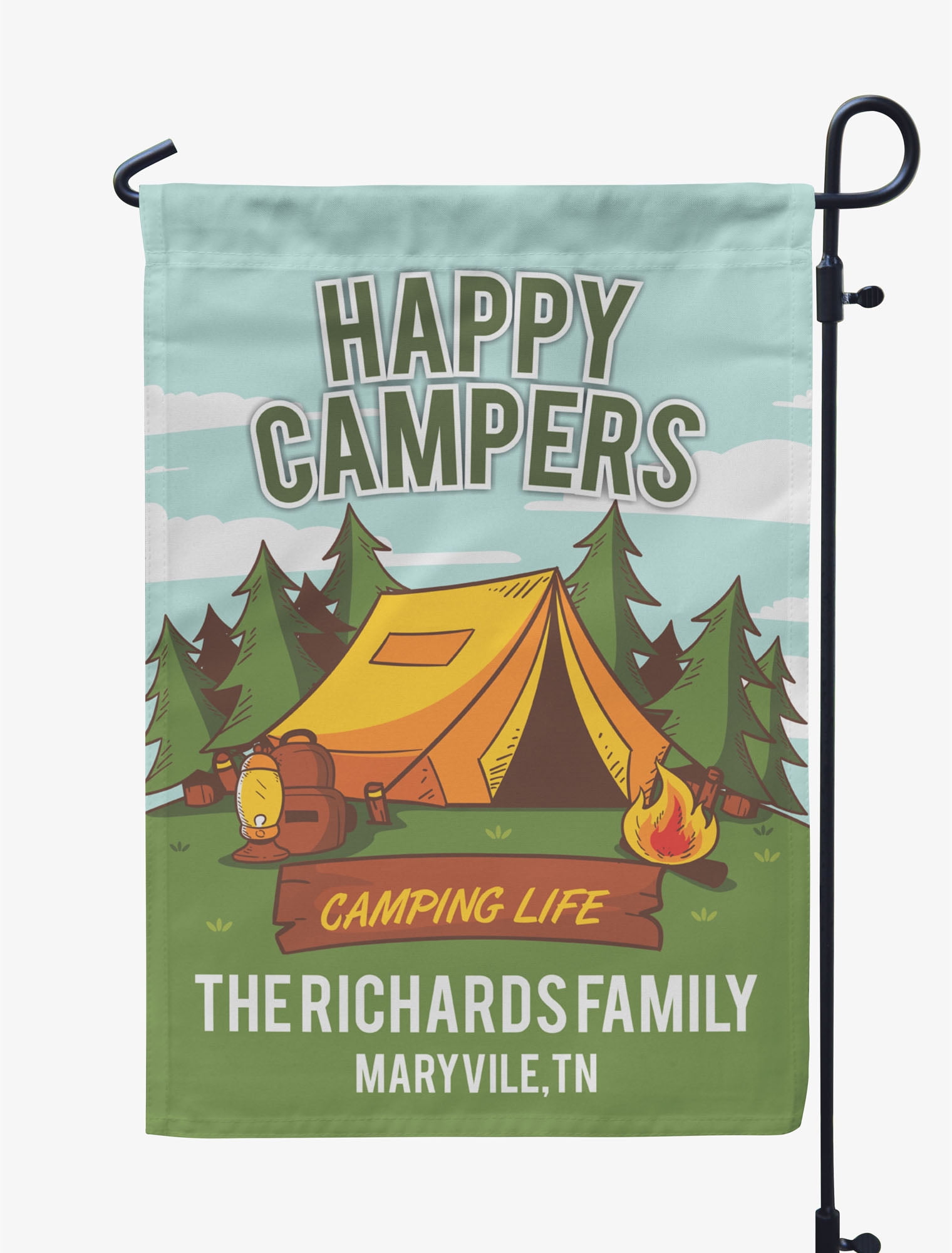 Printtoo Multicolor Happy Campers Campsite Personalized Camping Flags ...
