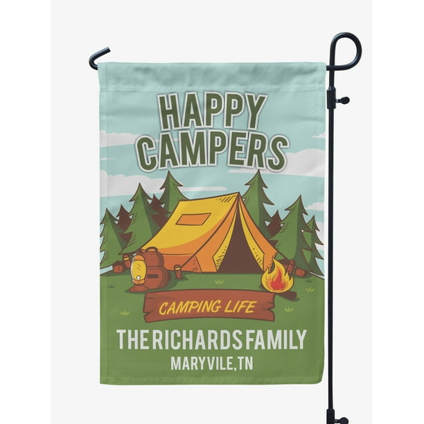 Printtoo Multicolor Happy Campers Campsite Personalized Camping Flags ...