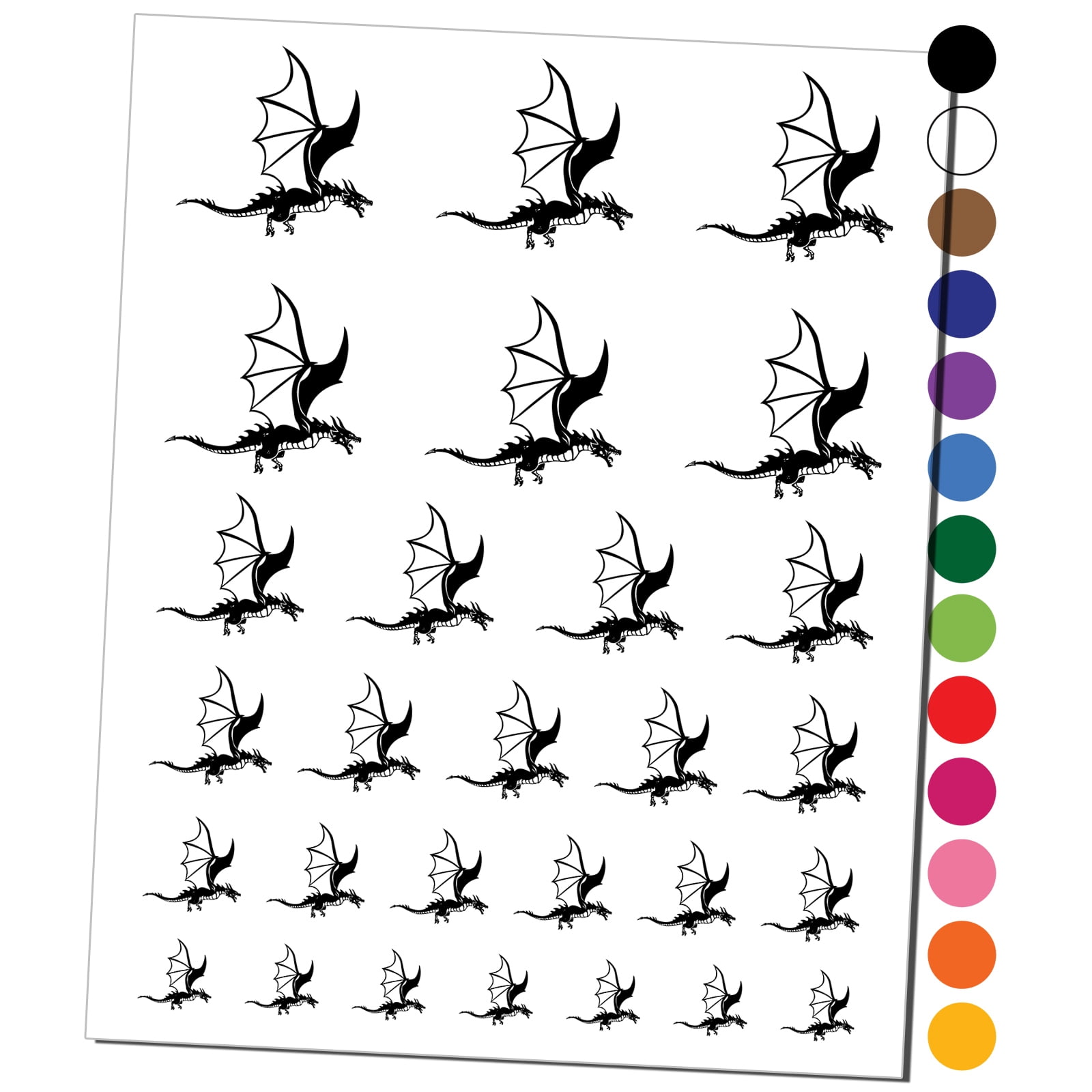 Fierce Flying Dragon Water Resistant Temporary Tattoo Set Fake Body Art ...