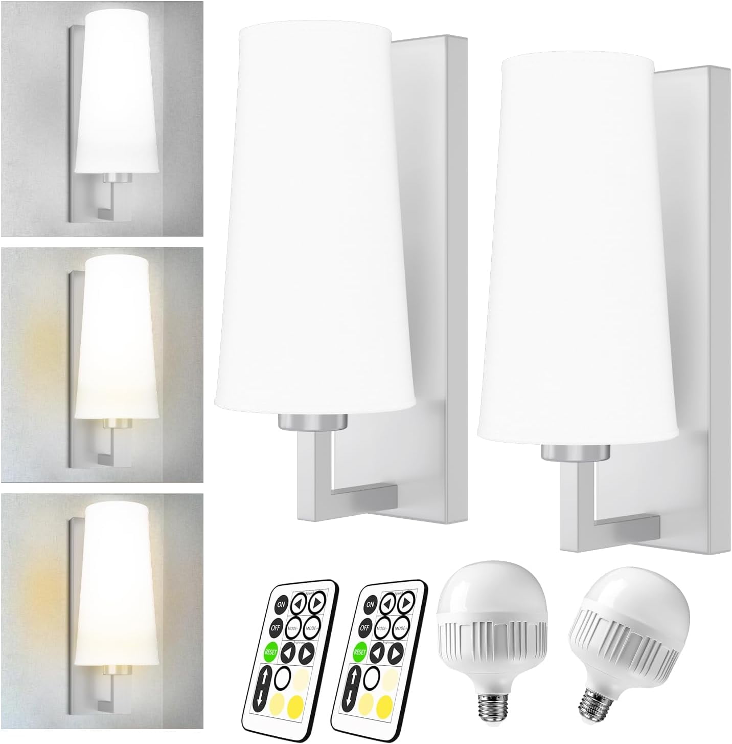 ZXNYH Battery Operated Wall Lights Set of Two Remote Control, No ...