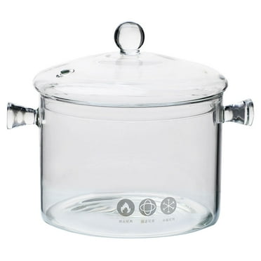 Glass Cooking Pot,High Borosilicate Heat-Resistant Glass Pot with Cover ...